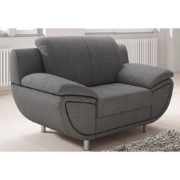 Trendmanufaktur Sessel &raquo;Rondo II, Loungesessel zeitlos und bequem&laquo; wahlweise mit komfortablem Federkern, mit extra breiten Armlehnen grau Struktur (
