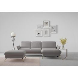 Sit & More sit&more Ecksofa &raquo;Fashion L-Form&laquo; wahlweise mit Kopfteilverstellung, Vorziehsitz, motorisch, Nickelf&uuml;&szlig;e grau B/H/T: 253cm x 84cm x 165cm, Luxus-