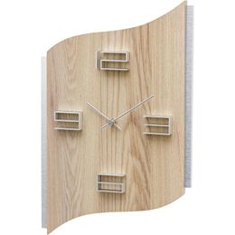 AMS Unisex AMS Wanduhr &raquo;W9613&laquo; Quarzuhr,Holz,Wohnzimmer,Esszimmer,K&uuml;che,Arbeitszimmer,B&uuml;ro,Flur silber B/H/L: 27cm x 4cm x 40cm