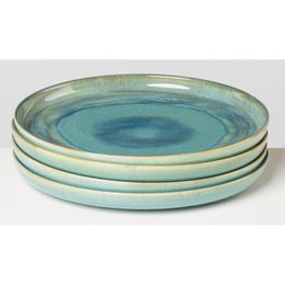gipfelst&uuml;ck Speiseteller &raquo;Teller Set, Tiefer See&laquo; Scandi-Style, gl&auml;nzende Reaktivglasur, jedes St&uuml;ck ein Unikat bunt Steinzeug 28cm