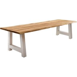 Home Affaire Esstisch &raquo;Tristan&laquo; massive Balkeneiche ge&ouml;lt mit Baumkante, in natur oder white wash beige B/H/T: 160cm x 77cm x 90cm