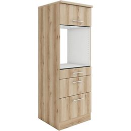 Optifit Backofenumbauschrank &raquo;Bella&laquo; Breite 60 cm, mit 3 Schubk&auml;sten und 1 Klappe beige Holzwerkstoff wildeiche, B/H/T: 60cm x 174,4cm x 60cm, 