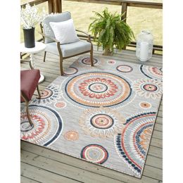 MyFlair Outdoorteppich &raquo;Loop, LAGERR&Auml;UMUNG&laquo; rechteckig 8 mm H&ouml;he modernes Design, Hoch-Tief Effekt, Outdoor geeignet, Balkon, Terrasse bunt Polypropylen B : 