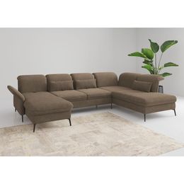 Sit & More sit&more Wohnlandschaft &raquo;Emely, inkl. Sitztiefenverstellung&laquo; wahlweise mit Schlaffunktion,Bettkasten,Kopf- & Armteilverstellung braun 100% Polyester B