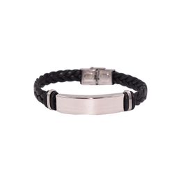 Firetti Herren Lederarmband &raquo;Schmuck Geschenk Armschmuck ID-Armband- Optik&laquo; Made in Germany schwarz 20cm, Edelstahl Kautschuk Leder