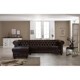 Home Affaire Chesterfield-Sofa &raquo;Rysum L-Form&laquo; Chesterfield-Optik mit Ottomanen-Abschlu&szlig; braun Luxus-Microfaser Lederoptik (100% Polyester);Kunstleder 