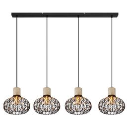 Globo LIGHTING H&auml;ngeleuchte &raquo;DORTHY&laquo; E27 1 Stk. K&uuml;rzbare H&auml;ngeleuchte schwarz matt mit Travertine Stein, modern 4, H: 150cm, 1 Stk.