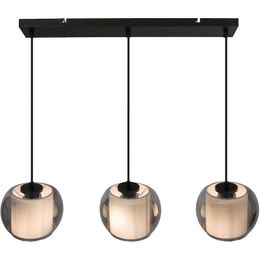 OTTO home Pendelleuchte &raquo;Tanissa mit Doppelschirm&laquo; E27 1 Stk. Pendellampe, Rauchglas, innen Stoffschirm, E27, Glasschirm, Glaskugel silber 3, &Oslash; 20cm H