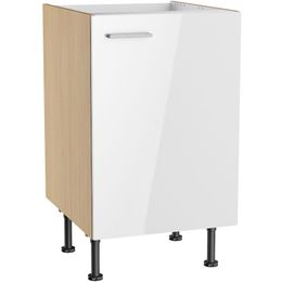 KOCHSTATION Sp&uuml;lenschrank &raquo;KS-Lucy&laquo; Breite 50 cm, mit 1 T&uuml;r, h&ouml;henverstellbare F&uuml;&szlig;e, Soft-Close wei&szlig; Eiche hell, B/H/T: 50cm x 87cm x 58,1cm, T&uuml;ren: 1