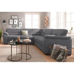 Sit & More sit&more Ecksofa &raquo;Montego L-Form, B: 255 cm&laquo; wahlweise mit Schlaffunktion und Schubkasten grau Luxus-Microfaser (90% Polyester, 10% Polyamid);Struktur