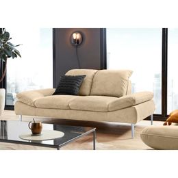W.Schillig 2-Sitzer &raquo;enjoy&MORE&laquo; mit Sitztiefenverstellung, F&uuml;&szlig;e Chrom gl&auml;nzend, Breite 202 cm beige Chenille-Flachgewebe R66 (85% Polyester, 15% 