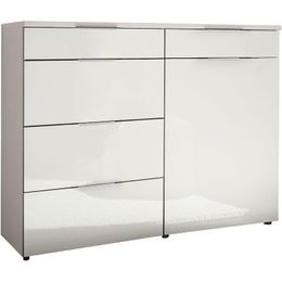 Wiemann Kombikommode &raquo;Como&laquo; vormontiert wei&szlig; Floatglas, Holzwerkstoff, Metall B/H/T: 140cm x 91,2cm x 43cm, 5 Stk., 1 Stk.