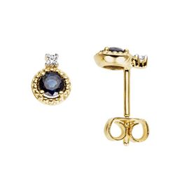 Firetti Damen Paar Ohrstecker &raquo;Schmuck Geschenk Gold 333 Ohrschmuck Farbstein Edelstein Saphir&laquo; mit Saphir - mit Brillant blau 0,02, 0,02 P2 = 