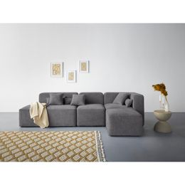 Home Affaire Ecksofa &raquo;Sundstrup L-Form&laquo; Modulserie, individuelle Zusammenstellung grau 100% Polyester B/H/T: 303cm x 76,5cm x 93cm, Struktur weich, 