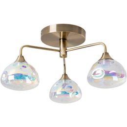 N&auml;ve n&auml;ve LED Deckenleuchte &raquo;Varna&laquo; 1 Stk. Warmwei&szlig; 3 flg. irisierendes Glas incl. 3x6 LEDs warmwei&szlig; Gestell messing grau 3, H: 19,5cm, 1 Stk.