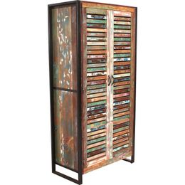 Sit Garderobenschrank &raquo;Altholz Massivholz Lamellen Industrial&laquo; Garderobenschrank aus Altholz mit Lamellen Design & Metall Details bunt Massivholz bunt