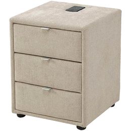 Jockenh&ouml;fer Nachtkonsole &raquo;Lissy mit 3 Schubladen&laquo; mit induktiver Ladeeinheit und zus&auml;tzlich USB-A und USB-C Ladeports beige B/H/T: 44cm x 53,5cm x 45cm, 3 Stk.