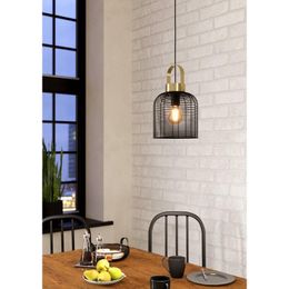 Eglo H&auml;ngeleuchte &raquo;ROUNDHAM&laquo; E27 1 Stk. H&auml;ngeleuchte, schwarz, messing-geb&uuml;rstet, 1X40W exkl. schwarz 1, &Oslash; 22cm H: 110, 1 Stk.