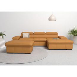 OTTO home Ecksofa &raquo;Alberto L-Form&laquo; mit Kopfteilverstellung, wahlweise mit Schlaffunktion gelb Luxus-Microfaser Lederoptik (100% Polyester);Luxus-