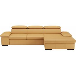 Sit & More sit&more Ecksofa &raquo;Alcudia L-Form&laquo; wahlweise mit Schlaffunktion gelb B/H/T: 286cm x 73cm x 174cm, NaturLEDER , Recamiere rechts,mit Kopfteilverstellung