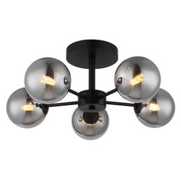 OTTO home Deckenleuchte &raquo;Amellia&laquo; G9 1 Stk. Metall schwarz-matt, Glas Rauchfarben, &Oslash; 50cm, Glaskugeln, Deckenlampe schwarz 5, &Oslash; 50cm H: 21cm, 1 Stk.