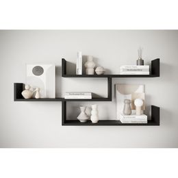 Home Affaire Wandboard &raquo;Wandregal Trio&laquo; 1 Stk. tlg. H&auml;ngeregal mit 3 Ablagefl&auml;chen, modernes Design, variabel einsetzbar schwarz Holzwerkstoff B/H/T: 