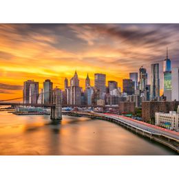 papermoon Fototapete &raquo;Manhattan Skyline Sunset&laquo; glatt bunt Vlies B/L: 1,5m x 1,11m, Bahnen: 7 Stk.