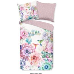 HIP Wendebettw&auml;sche &raquo;Isaye&laquo; 2 Stk. Mako-Satin, 135x200, Rei&szlig;verschluss, Wendeoptik, Mandala, Blumen, Lila bunt Satin, Obermaterial: 100% Baumwolle B/L