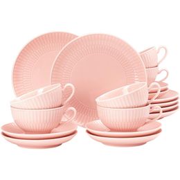Seltmann Weiden Teeservice &raquo;Geschirr-Set, 18 Teile, Amina, klein&laquo; Tassen, Untertassen, Teller, Made in Germany, 18 Teile, f&uuml;r 6 Personen rosa Porzellan 18 Stk.
