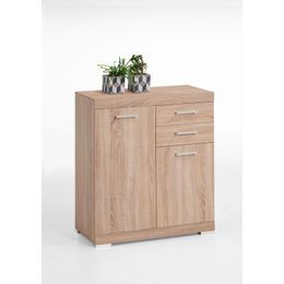 FMD Kommode &raquo;Bristol&laquo; in unterschiedlichen Tiefen, mit Schubladen, Massivoptik braun Holzwerkstoff B/H/T: 80cm x 89,9cm x 34,9cm, 2 Stk., 2 Stk.