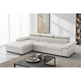 Sit & More sit&more Ecksofa &raquo;Viola, Leder, L-Form, B: 260 cm, mit Armteil- und Kopfteilvertsellung&laquo; optional mit Schlaffunktion wei&szlig; B/H/T: 260cm x 73cm x 174cm,
