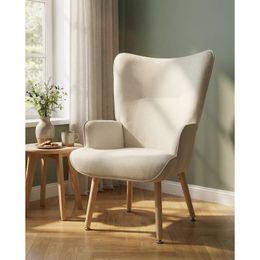 Inosign Relaxsessel &raquo;KEADY, Hochlehnsessel, TV-Sessel,&laquo; Relaxsessel, Ohrensessel mit stabilem Echtholzgestell beige Metallgestell, Holzrahmen, 