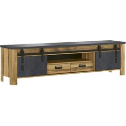 Home Affaire TV-Schrank &raquo;York, moderner Unterschrank, Kommode im Industrialdesign&laquo; mit Apothekergriffen & Scheunentorbeschl&auml;gen aus Metall, 201 cm 