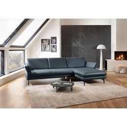 Die PlanBar Ecksofa &raquo;PN-EM23050, L-Form, Breite 289 cm&laquo; Optional mit Echtleder-R&uuml;cken, Kopfst&uuml;tze, Sitz- und Armverstellung blau B/H/T: 289cm x 180cm,