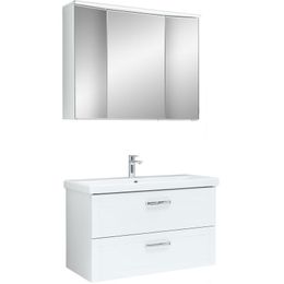 Badm&ouml;bel-Set &raquo;Serie 3007, Waschtisch mit Spiegelschrank&laquo; 3 Stk. tlg. Spanplatte B/H/T: 90cmcm x 200cmcm x 45cmcm