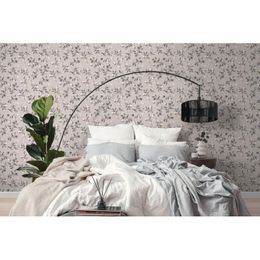A.S. Cr&eacute;ation Vliestapete &raquo;Pure Elegance Blumen-Tapete Mustertapete Bl&uuml;mchen Blattmuster&laquo; leicht gl&auml;nzend glatt Vliestapete floral f&uuml;r Schlafzimmer K&uuml;che Wohnzimmer