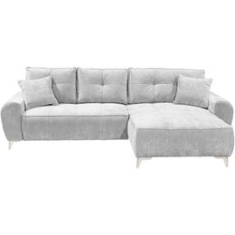 ED EXCITING DESIGN Ecksofa &raquo;Elisa&laquo; grau 100% Polyester B/H/T: 284cm x 48cm x 191cm, Webstoff, inkl. Schlaffunktion,inkl. Bettkasten,inkl. 3 