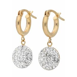 Firetti Damen Paar Creolen &raquo;Schmuck Geschenk Gold 375 Ohrschmuck Creole&laquo; mit Kristallstein gelb Gelbgold 375