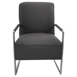 K+w Komfort & Wohnen K+W Komfort & Wohnen Cocktailsessel mit bezogenen Armlehnen, Gestell in Metall Edelstahloptik braun Leder Longlife BRONCO, B/H/T: 62cm x 77cm x 83cm