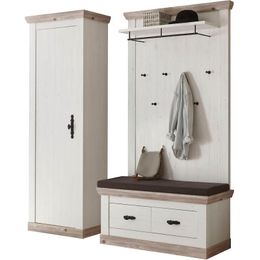 Home Affaire Garderoben-Set &raquo;Florenz, moderne Garderobe, Komplettset im Landhausstil&laquo; 3 Stk. tlg. wei&szlig; Holzwerkstoff B/H/T: 190cmcm,mit Sitzkissen