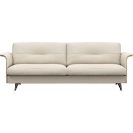 FLEXLUX 3-Sitzer &raquo;Glow, super bequem durch hochwertigem Sitzaufbau mit Federkern&laquo; Modernes skandinavisches Design wei&szlig; 100% Echteder B/H/T: 224cm x 