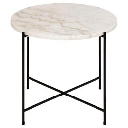 ACTONA GROUP Beistelltisch &raquo;Avila&laquo; Ecktisch, rund, Tischplatte aus Marmorstein, T: 52 cm wei&szlig; B/H/T: 52cm x 40cm x 52cm