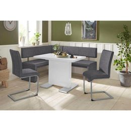 OTTO home Eckbank &raquo;Charissa&laquo; in 3 Gr&ouml;&szlig;en, verschiedene Qualit&auml;ten grau Holzwerkstoff, Massivholz B/H/T: 170cm x 90cm x 140cm, Strukturstoff, langer 