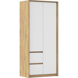 Rauch Dreht&uuml;renschrank &raquo;Mainz mit Passepartout&laquo; optional mit Beleuchtung, Au&szlig;ent&uuml;ren mit Push-to-Open Funktion wei&szlig; Holzwerkstoff B/H/T: 96cm x 212cm 