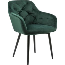 Salesfever Esszimmerstuhl &raquo;Coventry Komfortabler Polstertuhl im eleganten Stil&laquo; () Stilvoll mit eleganter Knopfheftung gr&uuml;n 100% Polyester, Metall B/H