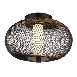 NOWA LED Deckenleuchte &raquo;ASTARI&laquo; LED-Modul 1 Stk. Warmwei&szlig; Deckenlampe, Metallgeflecht, Wohnzimmer schwarz 1, &Oslash; 35cm H: 24cm, 1 Stk.