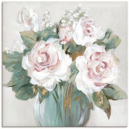 Artland Leinwandbild &raquo;Goldener Blumenstrau&szlig;&laquo; Blumenbilder 1 Stk. tlg. auf Holzrahmen gespannt wei&szlig; B/H/T: 40cm x 40cm, Leinwandbild Blumenbilder quadratisch, 