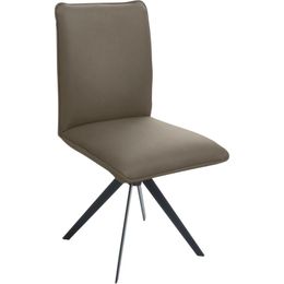K+w Komfort & Wohnen K+W Komfort & Wohnen Esszimmerstuhl &raquo;Drehstuhl, Lederstuhl&laquo; () Blitzdrehkreuz und R&uuml;ckholfunktion, dekorativer 12mm Biese gr&uuml;n B/H/T: 49cm x 94cm x 