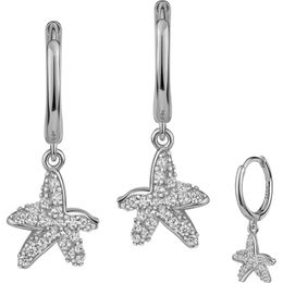 Firetti Damen Paar Creolen &raquo;Schmuck Geschenk Silber 925 Ohrschmuck Ohrringe Seestern&laquo; Made in Germany - mit Zirkonia (synth.) silber Silber 925 (