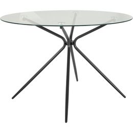 Otto Home Damen OTTO home Glastisch &raquo;Silvi&laquo; Esstisch, Glastisch, K&uuml;chentisch, rund, &Oslash; 110 cm, schwarzes Metallgestell schwarz B/H/T: 110cm x 74cm x 